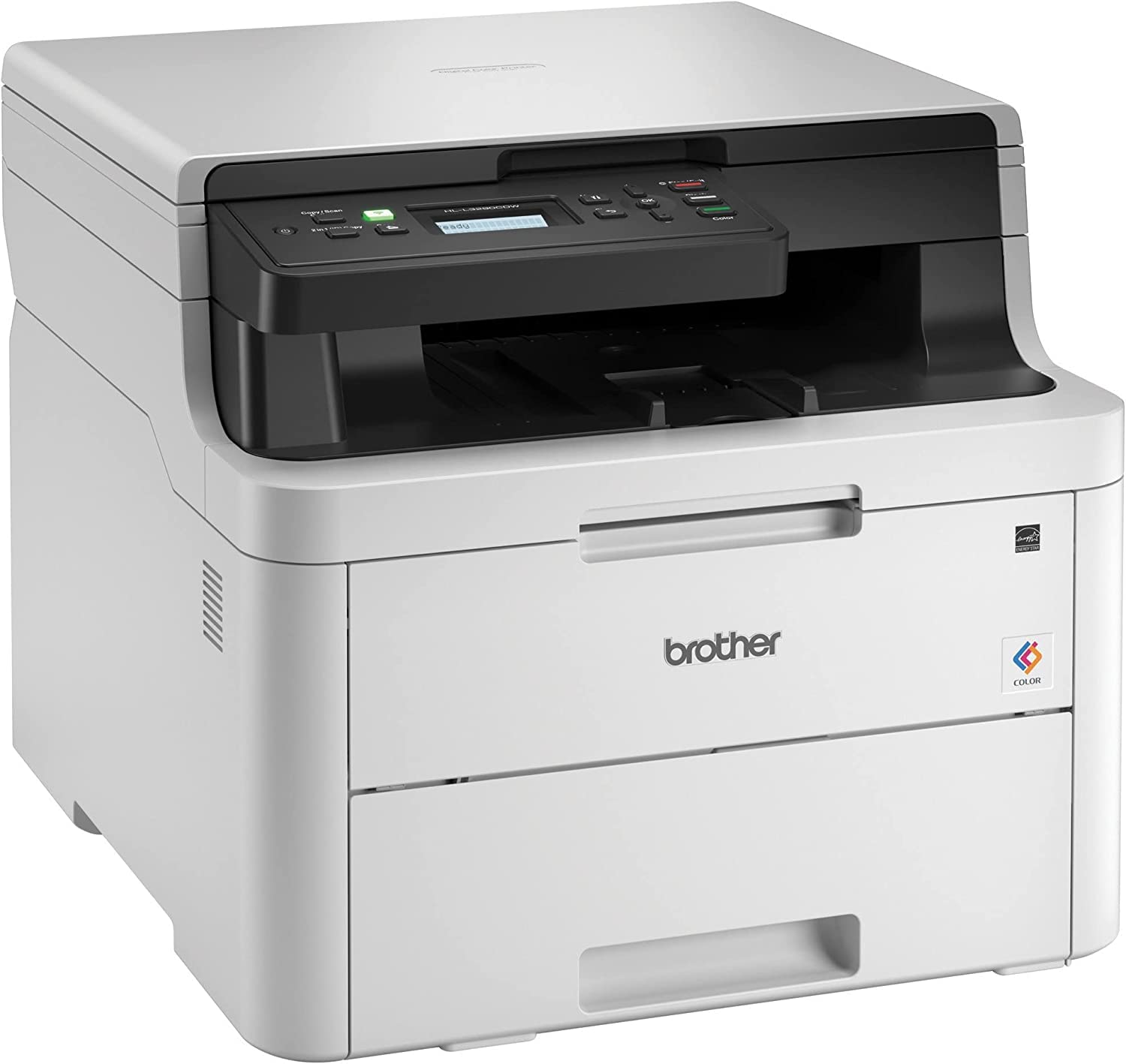 Brother L3290CDW Wireless Compact Digital Color Laser All-in-One Printer, Duplex Printing, 25ppm, 250-sheet, Print Scan Copy 600 x 2400 dpi, Compatible with Alexa, Bundle with JAWFOAL Printer Cable.