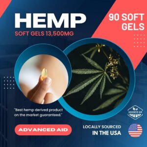 Advanced Aid Natural Premium Organic Hemp Extract 13,500mg (150mg per SoftGel) 90ct Non-GMO Ultra-Pure CO2 Extracted Made in The USA. Read Description