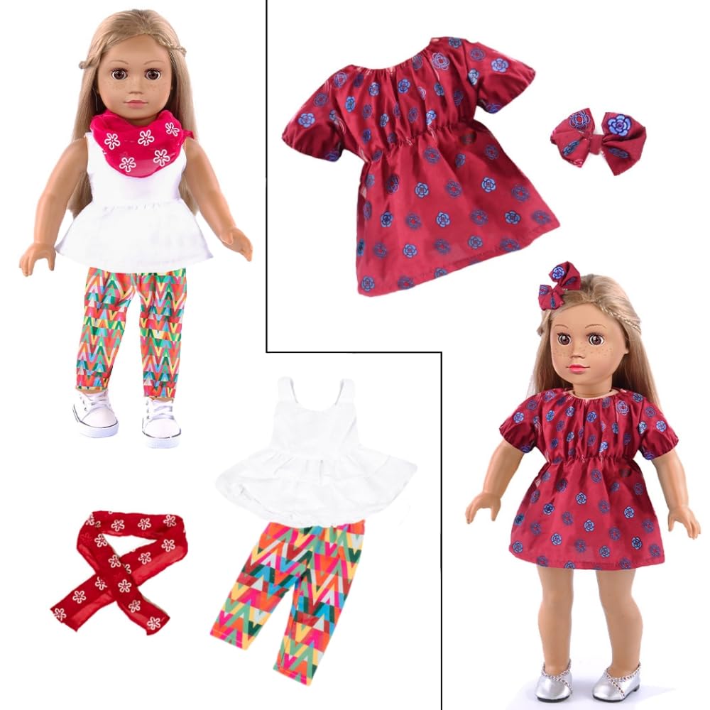 ebuddy 10 Sets 18 Inch Doll Clothes 18 Inch Doll Clothes and Accessories Fit for 18 inch Dolls 18 Inch Girl Doll