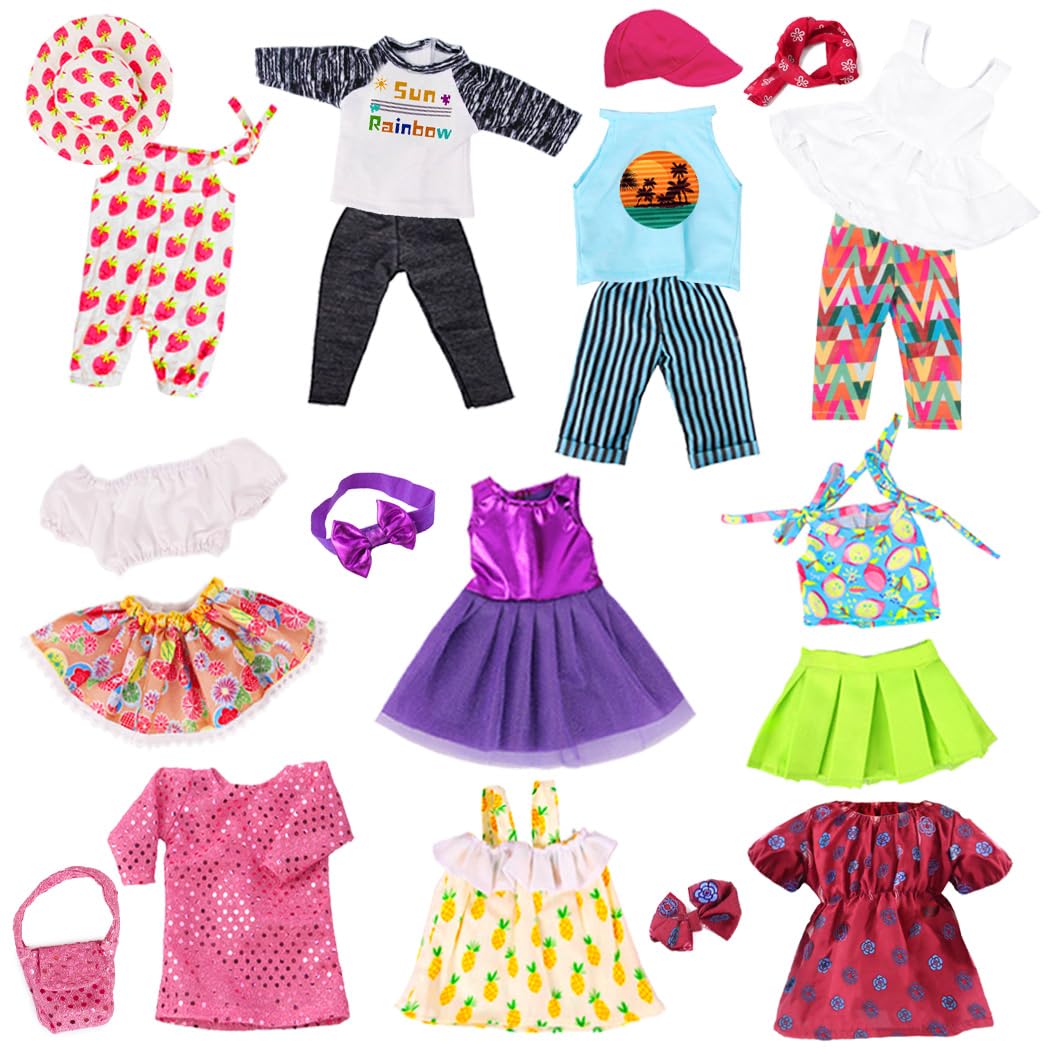 ebuddy 10 Sets 18 Inch Doll Clothes 18 Inch Doll Clothes and Accessories Fit for 18 inch Dolls 18 Inch Girl Doll