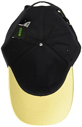 BOSS Men's Curved Logo Cotton Twill Hat, Dark Blue/Yellow