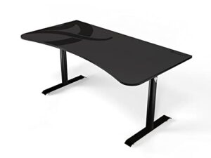 arozzi arena ultrawide curved gaming and office desk with full surface water resistant desk mat custom monitor mount cable management cut outs under the desk cable management netting - dark grey