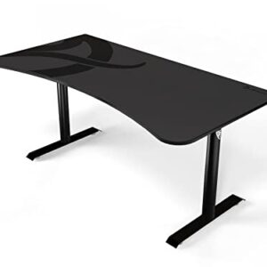 Arozzi Arena Ultrawide Curved Gaming and Office Desk with Full Surface Water Resistant Desk Mat Custom Monitor Mount Cable Management Cut Outs Under The Desk Cable Management Netting - Dark Grey