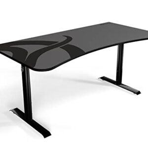 Arozzi Arena Ultrawide Curved Gaming and Office Desk with Full Surface Water Resistant Desk Mat Custom Monitor Mount Cable Management Cut Outs Under The Desk Cable Management Netting - Dark Grey