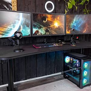 Arozzi Arena Ultrawide Curved Gaming and Office Desk with Full Surface Water Resistant Desk Mat Custom Monitor Mount Cable Management Cut Outs Under The Desk Cable Management Netting - Dark Grey