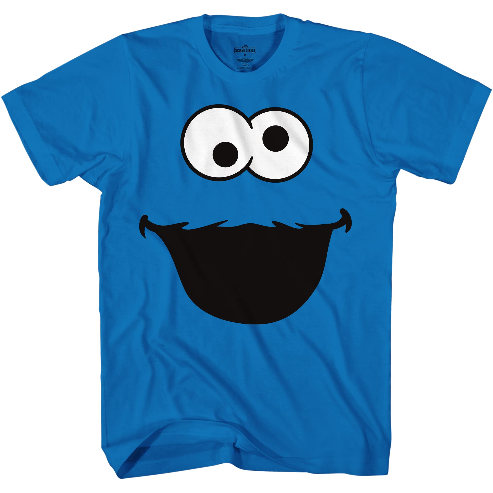 Sesame Street Cookie Monster Face T-Shirt for Men Adult Merch Graphic Tshirt Men's Tee 3X 3XL XXX-Large (Blue, XXX-Large)