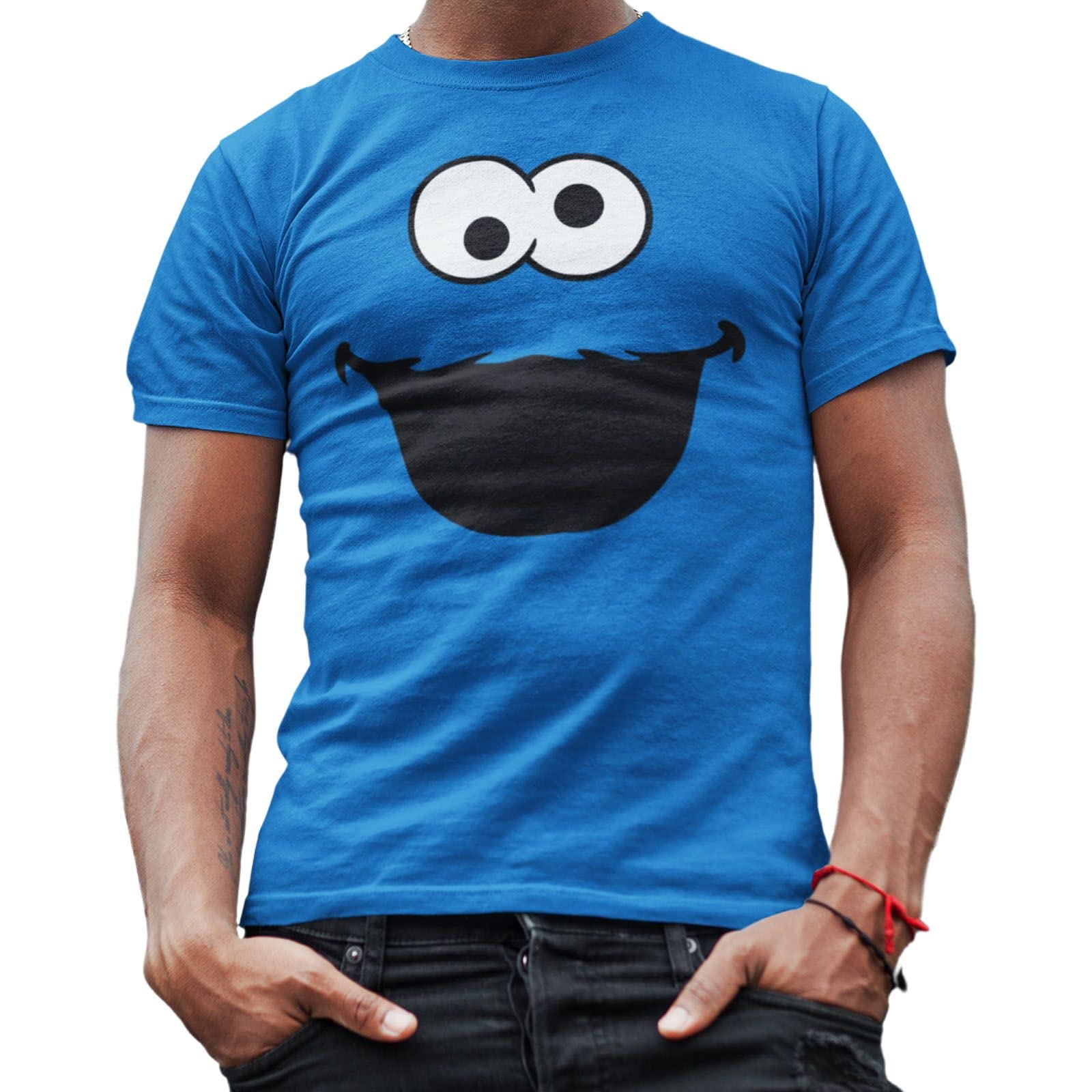 Sesame Street Cookie Monster Face T-Shirt for Men Adult Merch Graphic Tshirt Men's Tee 3X 3XL XXX-Large (Blue, XXX-Large)