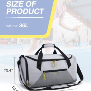 BAGSMART Gym Bag for Women Men, 36L Small Sports Bag With Shoe Bag, Lightweight Weekender Carry On Duffel Bag, Water Resistant Workout Duffel Bags for Traveling - Gray