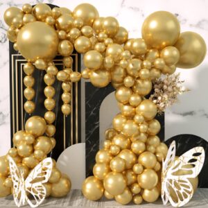 momohoo metallic gold balloons garland kit-130pcs 18/12/10/5 inch gold latex baloons different sizes for birthday party graduation baby shower wedding