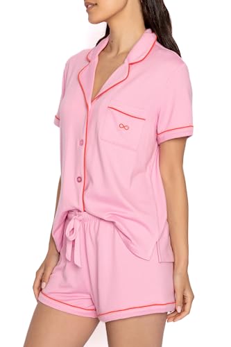 PJ SalvageThe Summer I Turned Pretty Lounge Short-sleeve Button Down Shirt and Bottom Shorts Pajama SetPinkX-Large