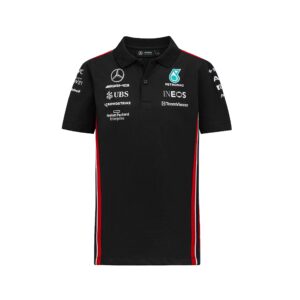 mercedes amg petronas formula one team - kids 2023 team polo - black - size: l (13/14 years)