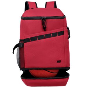 mier basketball backpack soccer bag with shoes/ball compartment, large sports back pack equipment bag for men women athletes, 35l, red