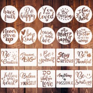 3 inch inspirational word stencils, 20 pcs motivational stencils reusable mylar template inspirational quotes stencils for painting on wood wall home decor