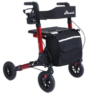 henmnii rollator walker for seniors and adults, all terrain walker with seat, lightweight foldable aluminum rolling walkers.