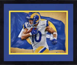 framed cooper kupp los angeles rams 16" x 20" photo print - designed and signed by artist brian konnick - limited edition 62 - autographed nfl photos