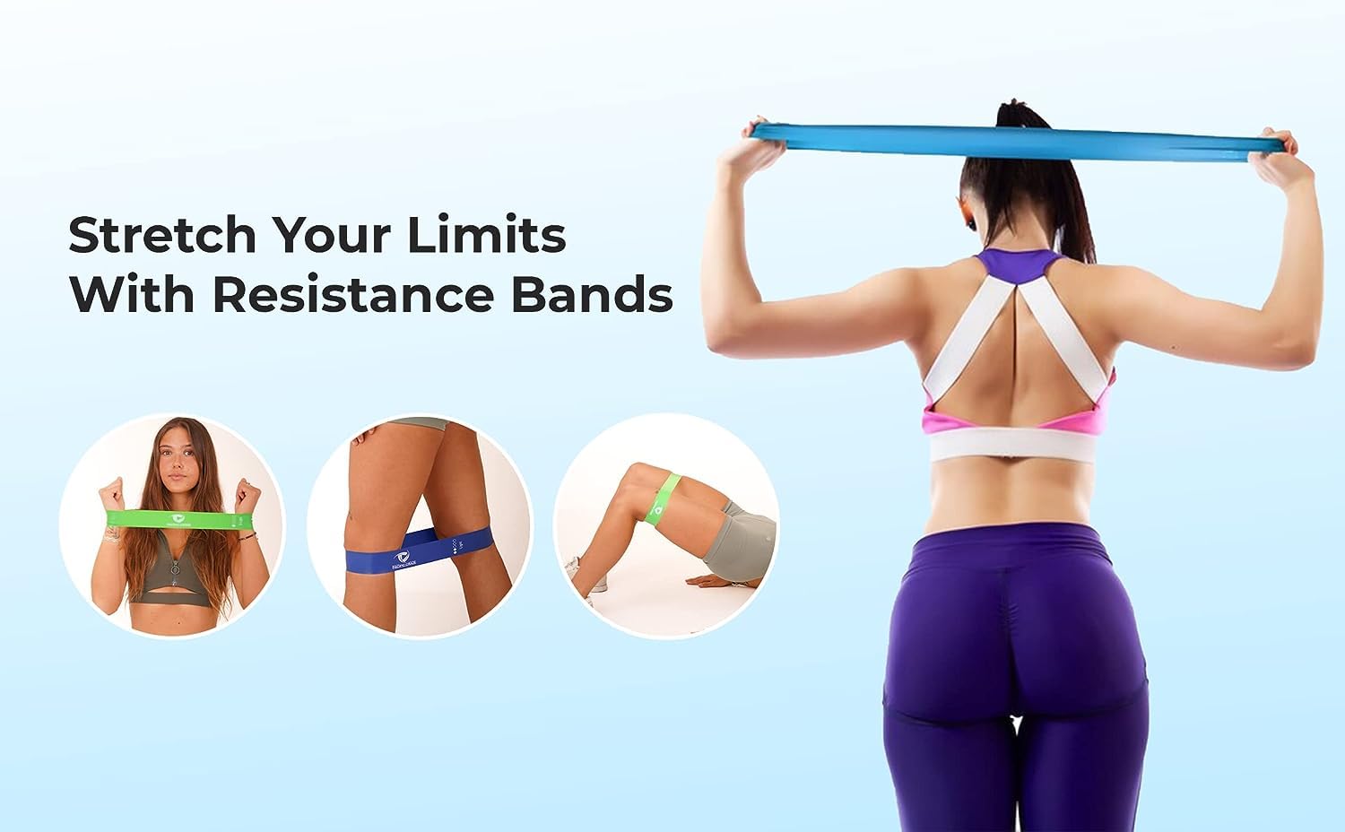 Pacific Craze Pro Resistance Bands for Working Out Women (Set of 5) Workout Exercise Band for Men Body Stretching Home Gym Physical Therapy Durable Strength Bands