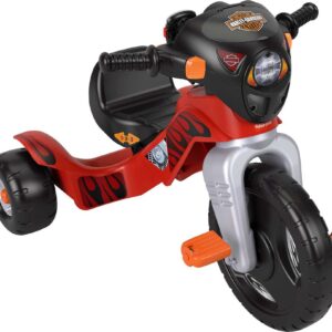 Fisher-Price Harley Davidson Toddler Tricycle Ride-On Preschool Toy, Lights & Sounds Trike with Adjustable Seat