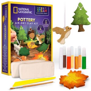 national geographic modeling clay arts & crafts kit - air dry clay for kids craft kit with 2 lb. clay, sculpting tool, paints & more, make your own clay creations, ornaments, and other air dry pottery