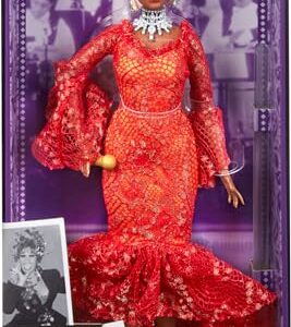 Barbie Inspiring Women Doll, Celia Cruz Queen of Salsa in Red Lace Dress with Golden Microphone, Collectible with Doll Stand & Certificate of Authenticity