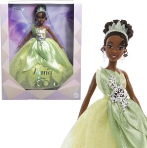 mattel disney princess toys, collector tiana doll celebrating disney 100 years of wonder, inspired by the movie the princess & the frog