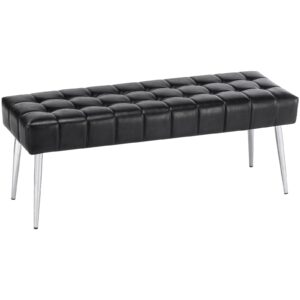 apicizon 44.5”bench for bedroom, modern faux leather end of bed bench with metal legs, upholstered sitting bench for front door entrance,bedroom,dining room, entryway，black