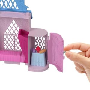 Mattel Disney Frozen Anna Doll House Stackable Castle with Small Doll, Olaf Figure & 7 Furniture & Accessories, Portable,Multicolor