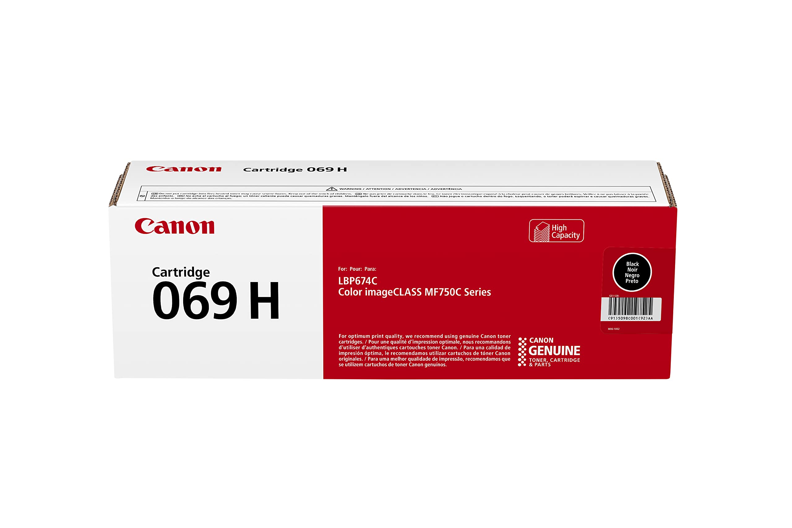 Canon 069 Black Toner Cartridge, High Capacity, Compatible to MF753Cdw, MF751Cdw and LBP674Cdw Printers