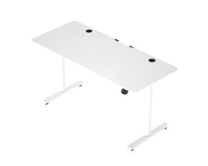 msw electric standing desk, 140 x 60 cm steel adjustable height gaming desk, quick assembly, stable, ultra-quiet motor - v3-1460 (white color) - intexca