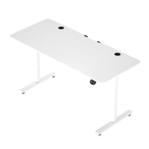 MSW Electric Standing Desk, 140 x 60 cm Steel Adjustable Height Gaming Desk, Quick Assembly, Stable, Ultra-Quiet Motor - V3-1460 (White Color) - Intexca