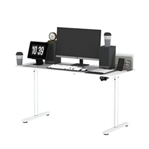 MSW Electric Standing Desk, 140 x 60 cm Steel Adjustable Height Gaming Desk, Quick Assembly, Stable, Ultra-Quiet Motor - V3-1460 (White Color) - Intexca