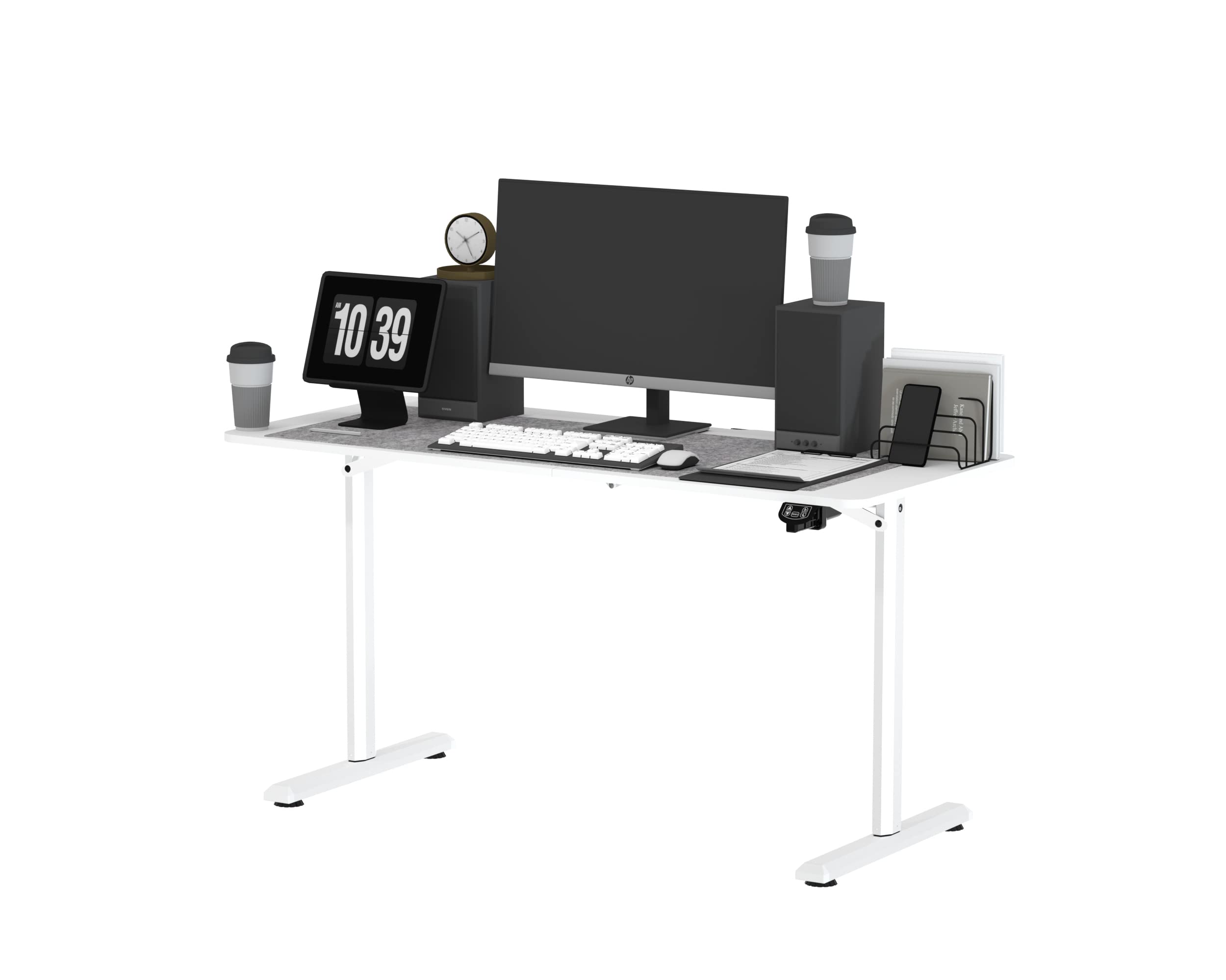 MSW Electric Standing Desk, 140 x 60 cm Steel Adjustable Height Gaming Desk, Quick Assembly, Stable, Ultra-Quiet Motor - V3-1460 (White Color) - Intexca