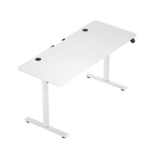 MSW Electric Standing Desk, 140 x 60 cm Steel Adjustable Height Gaming Desk, Quick Assembly, Stable, Ultra-Quiet Motor - V3-1460 (White Color) - Intexca