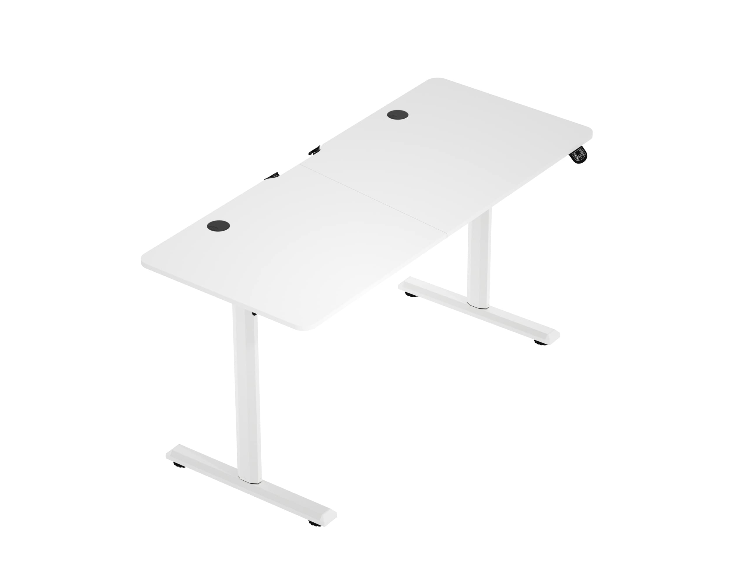 MSW Electric Standing Desk, 140 x 60 cm Steel Adjustable Height Gaming Desk, Quick Assembly, Stable, Ultra-Quiet Motor - V3-1460 (White Color) - Intexca