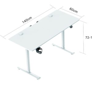 MSW Electric Standing Desk, 140 x 60 cm Steel Adjustable Height Gaming Desk, Quick Assembly, Stable, Ultra-Quiet Motor - V3-1460 (White Color) - Intexca