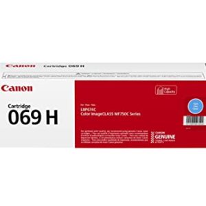 Canon 069 Cyan Toner Cartridge, High Capacity, Compatible to MF753Cdw, MF751Cdw and LBP674Cdw Printers