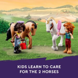 LEGO Friends Autumn’s Horse Stable 41745 Building Toy, Role-Play Fun for Kids Ages 7+, with 2 Mini-Dolls and 2 Horses, Carriage and Riding Accessories, A Gift Birthday Gift for Kids Who Love Horses