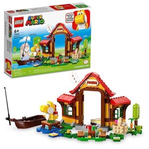 lego super mario picnic at mario’s house expansion set 71422, collectible playset with yellow yoshi figure, buildable game toy to expand on starter course, super mario birthday gift for 6-8 year olds