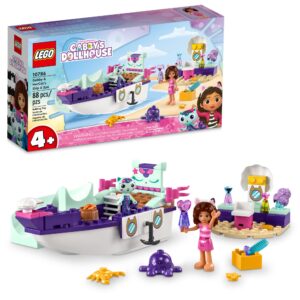 lego gabby's dollhouse gabby & mercat’s ship & spa building toy for kids ages 4+ or fans of the dreamworks animation series, boat playset with beauty salon and accessories for imaginative play, 10786