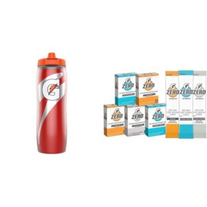 gatorade insulated squeeze bottle, royal blue, 30oz+gatorade g zero powder, glacier cherry variety pack, 0.10oz packets (50 pack)