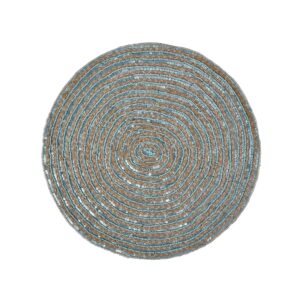 Trunkin USA jute-embroidered-placemat-br-color-teal-natural-br-size-15-round-br-set-of-4