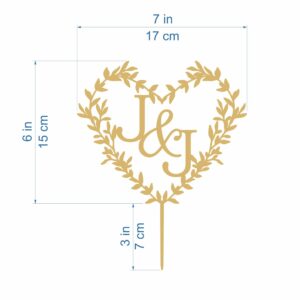 Personalized 2 Initials Wedding Cake Topper, Heart Cake Topper, Hand Lettered Initials, Mr & Mrs Custom Cake Topper, Anniversary Letters Flower Cake Topper Bride and Groom Monogram Floral Heart Wreath