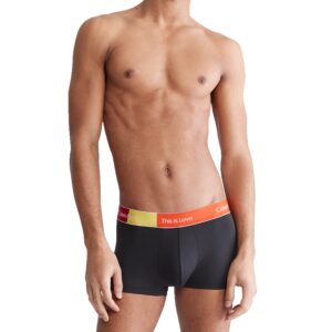 Calvin Klein Men's This is Love Pride Colorblock Micro Underwear, Black W/Shocking Blue, M