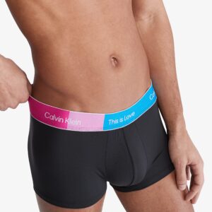 Calvin Klein Men's This is Love Pride Colorblock Micro Underwear, Black W/Shocking Blue, M