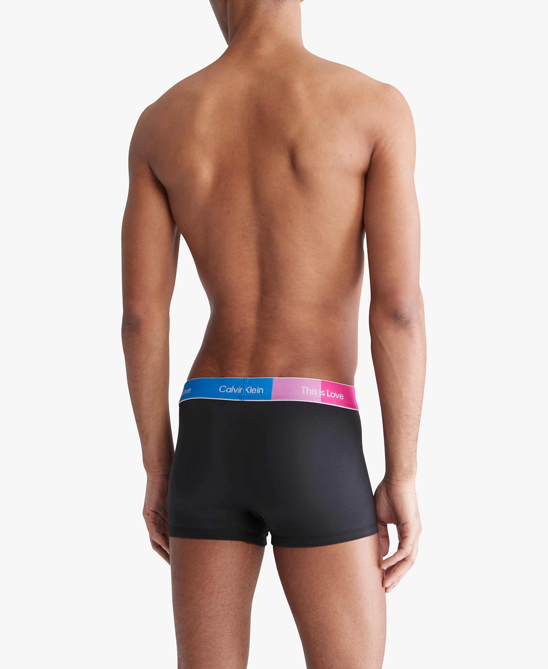 Calvin Klein Men's This is Love Pride Colorblock Micro Underwear, Black W/Shocking Blue, M