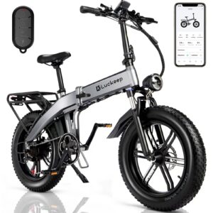 luckeep folding electric bike adults 1130w peak bafang motor 30mph 60miles range 48v 15ah removable lithium-battery 20'' fat tire e-bikes adults hydraulic disc brakes ul 2849 certified ebike