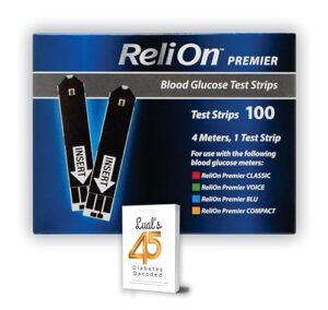 reli on premier blood glucose test strips | diabetes care test strips | tiras de glucometro | relion premier test strips 100 count. + lual's 45 diabetes decoded