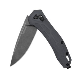 kershaw covalent pocket knife, duralock lock, kvt opening mechanism with drop point blade, mid size everyday carry with d2 steel, pocketclip,gray