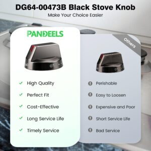 PANDEELS DG64-00473B Black Stove Knobs for Sam-Sung Gas Range Oven Stove - Fit for NX58J5600SG/AA NX58J5600SG, NX58J7750SG, NX58K7850SG, NX58M6850SG, NX58R5601SG (Pack of 5)