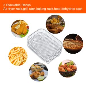 3Pcs Stackable Air Fryer Rack Compatible with Ninja Dual Air Fryer, Rectangle Stainless Steel Dehydrator Rack Compatible with Ninja Dual Air Fryer Accessories Double Air Fryer