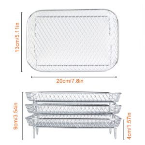 3Pcs Stackable Air Fryer Rack Compatible with Ninja Dual Air Fryer, Rectangle Stainless Steel Dehydrator Rack Compatible with Ninja Dual Air Fryer Accessories Double Air Fryer